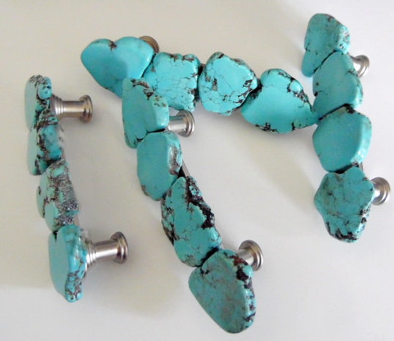 Turquoise Drawer Handles Pulls Southwest Style Drawer - Etsy