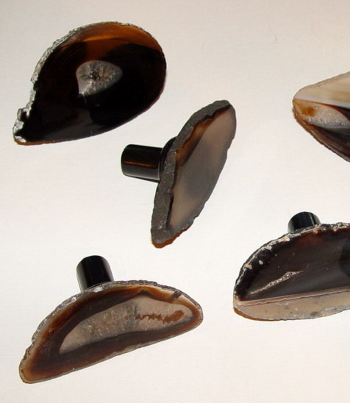 Custom Black Brown Agate Slice Drawer Pulls Knobs - Etsy