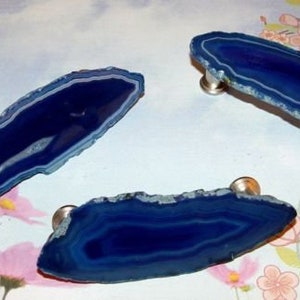 Large Blue Agate Slice Gemstone Drawer Handles Pulls Knobs - Etsy