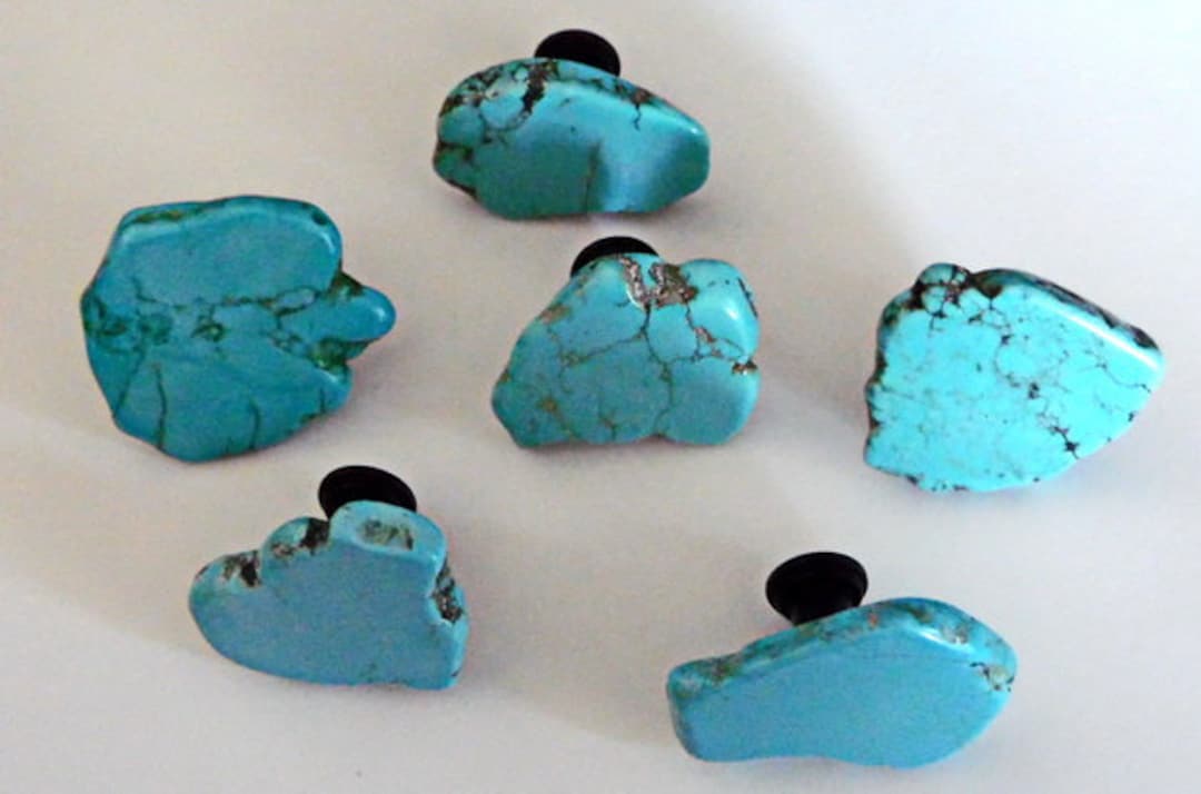 Large Turquoise Cabinet Pulls Knobs - Southwest Style Bohemian Design ...