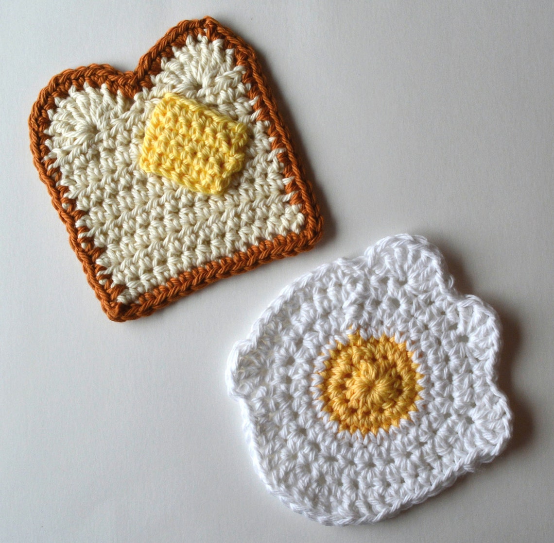 Eggs and Toast Crochet Coasters | Cute Mug Rug Set | Funny Breakfast ...