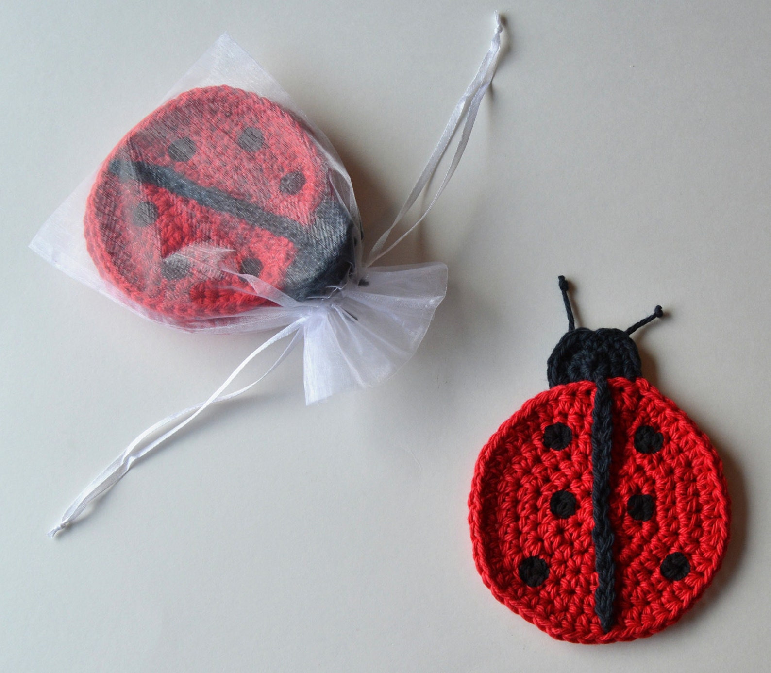 Ladybug Coasters, Set of 4 or 6, Crochet Ladybug Mug Rugs, Housewarming ...