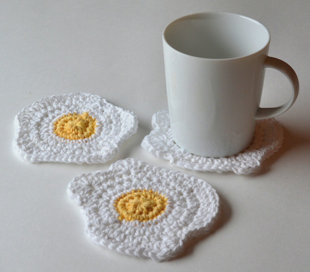Egg Coasters Set, Sunny Side up Fried Egg Beverage Coaster, Gift for ...