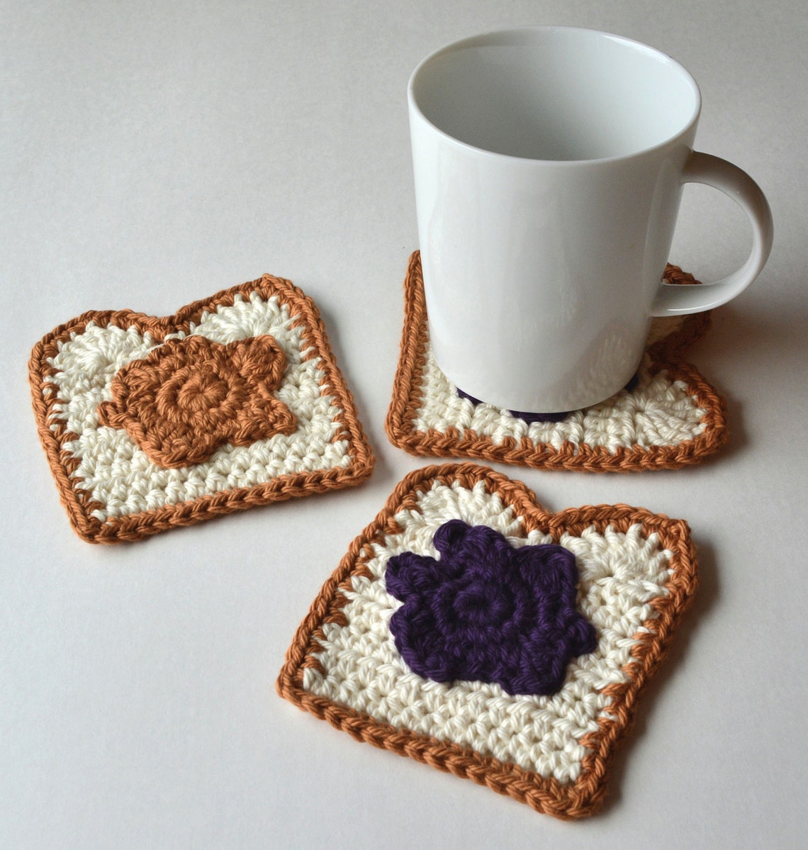 Peanut Butter & Jelly Coasters Set PB and J Decor Fun - Etsy