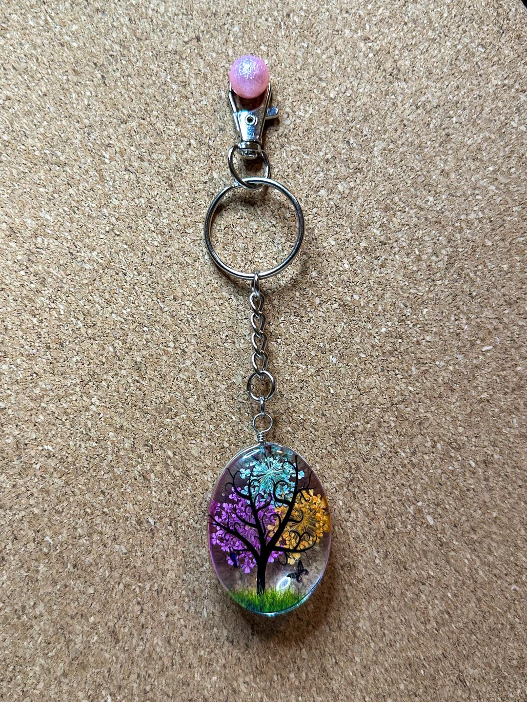 Tree of Life Keychain | Four Seasons Rainbow Charm | Resin Nature ...