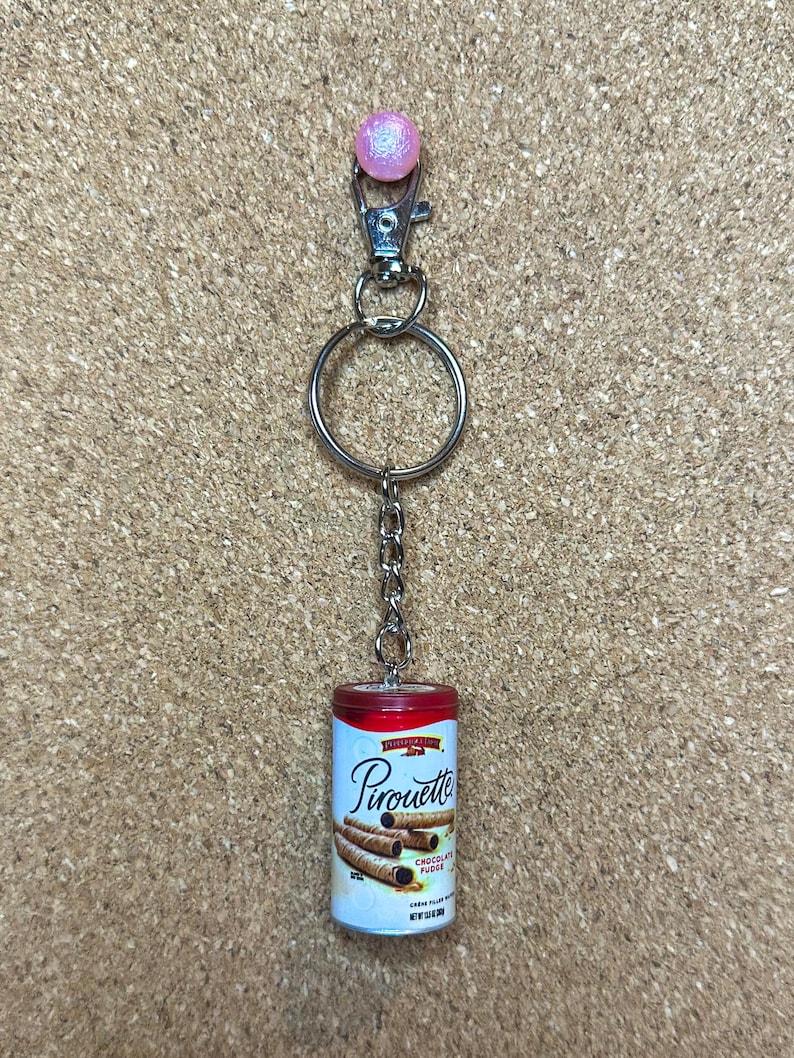 Pirouette Cookie Can Keychain | Mini Food Keyring | Chocolate Fudge ...