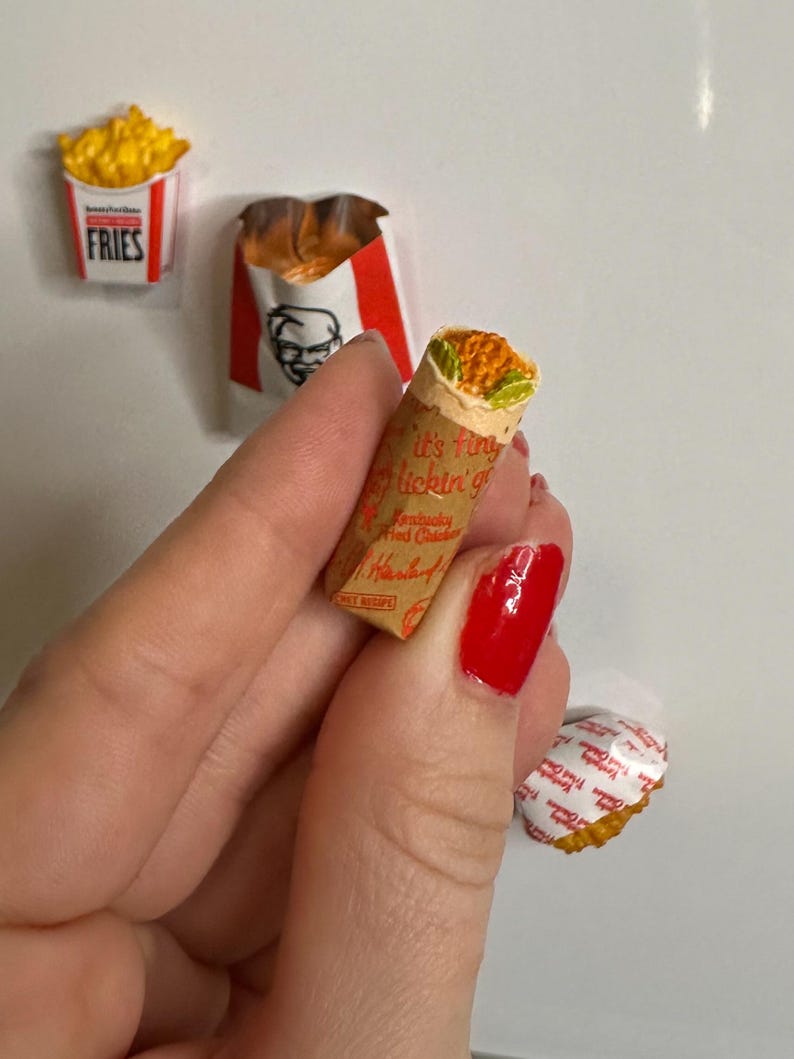 KFC Food Magnets | Mini Fried Chicken and Fries Fridge Decor - Etsy