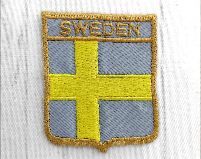 As is Stained Used Vintage Sweden Patch 2.9, Swedish Flag Shield ...