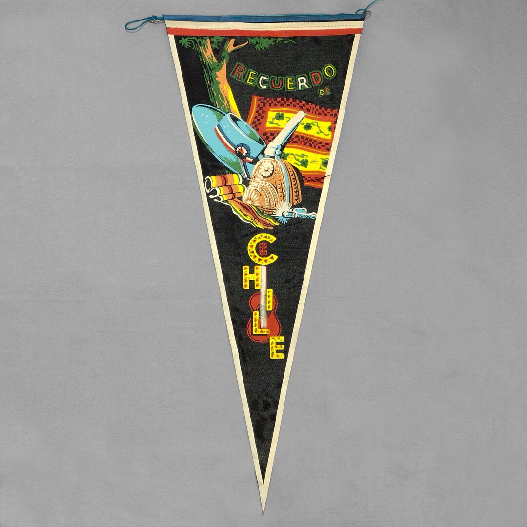 As is Shabby Vintage Recuerdo De Chile Pennant 18.4", South America ...