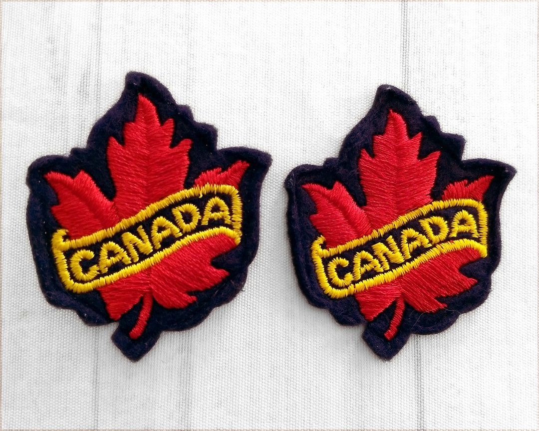 Pair Used Vintage Canada Souvenir Patches 2.5, Embroidered Maple Leaf ...
