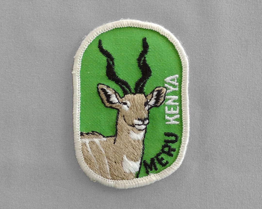 Used Vintage Meru National Park Kenya Patch 3", Embroidered Lesser Kudu Collectible, Africa ...