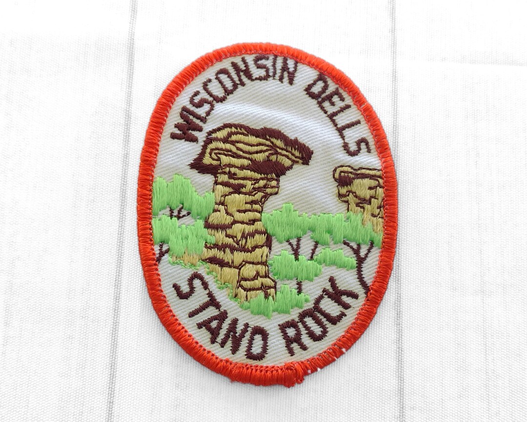 Shabby Used Vintage Wisconsin Dells Souvenir Patch 3.6, Stand Rock ...