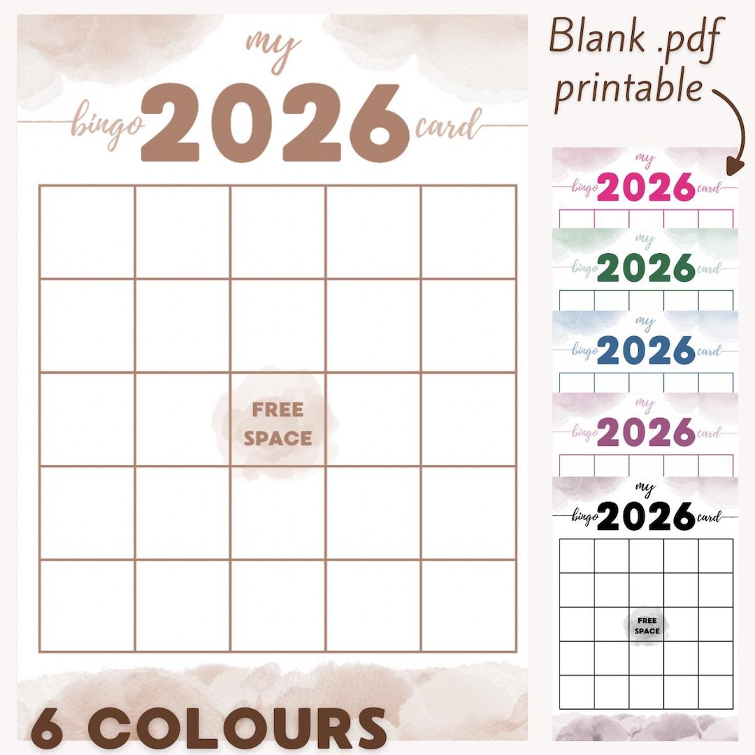 2026 Bingo Card PDF. Digital Printable File - New Years Goal Setting - Etsy