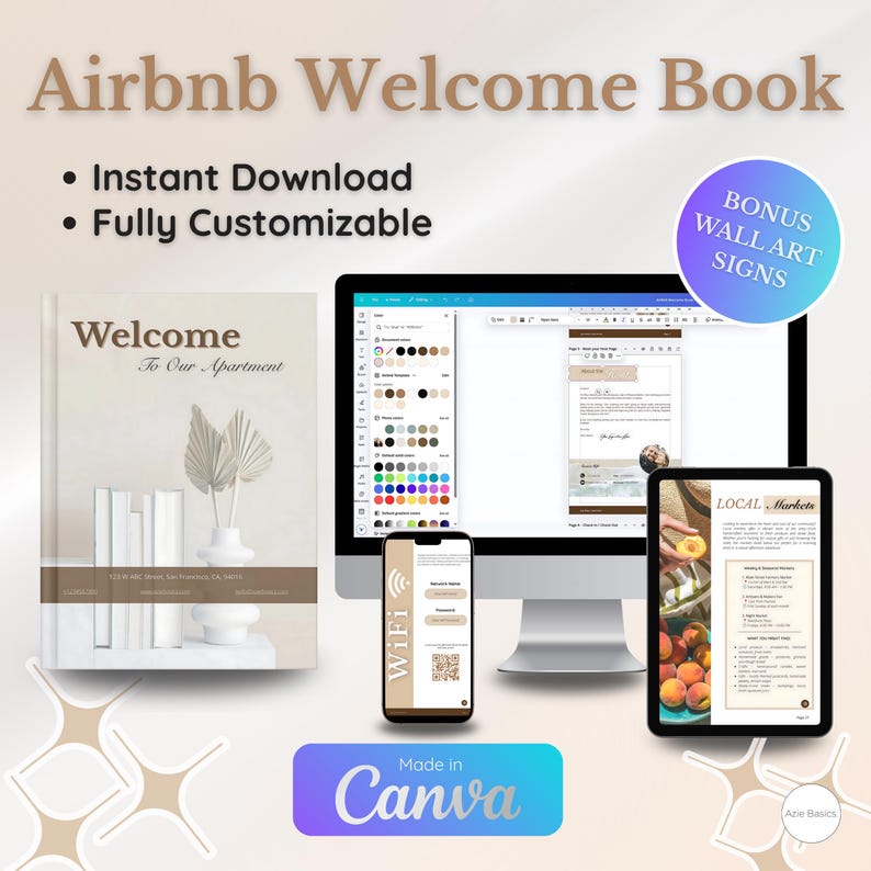 Digital Printable Airbnb Welcome Guide Book for Hosts, VRBO Vacation ...