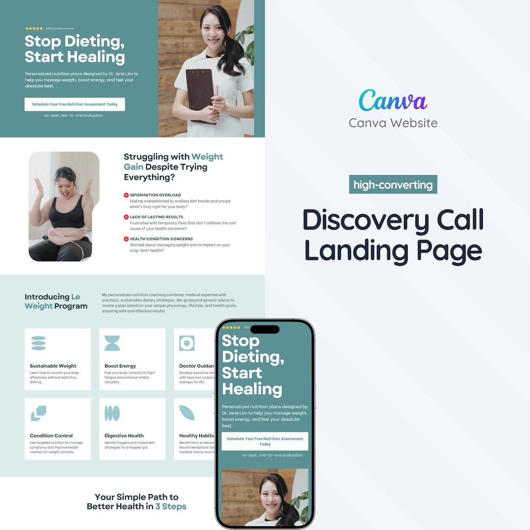 Canva Discovery Call Landing Page, Lead Generation (digital Download ...