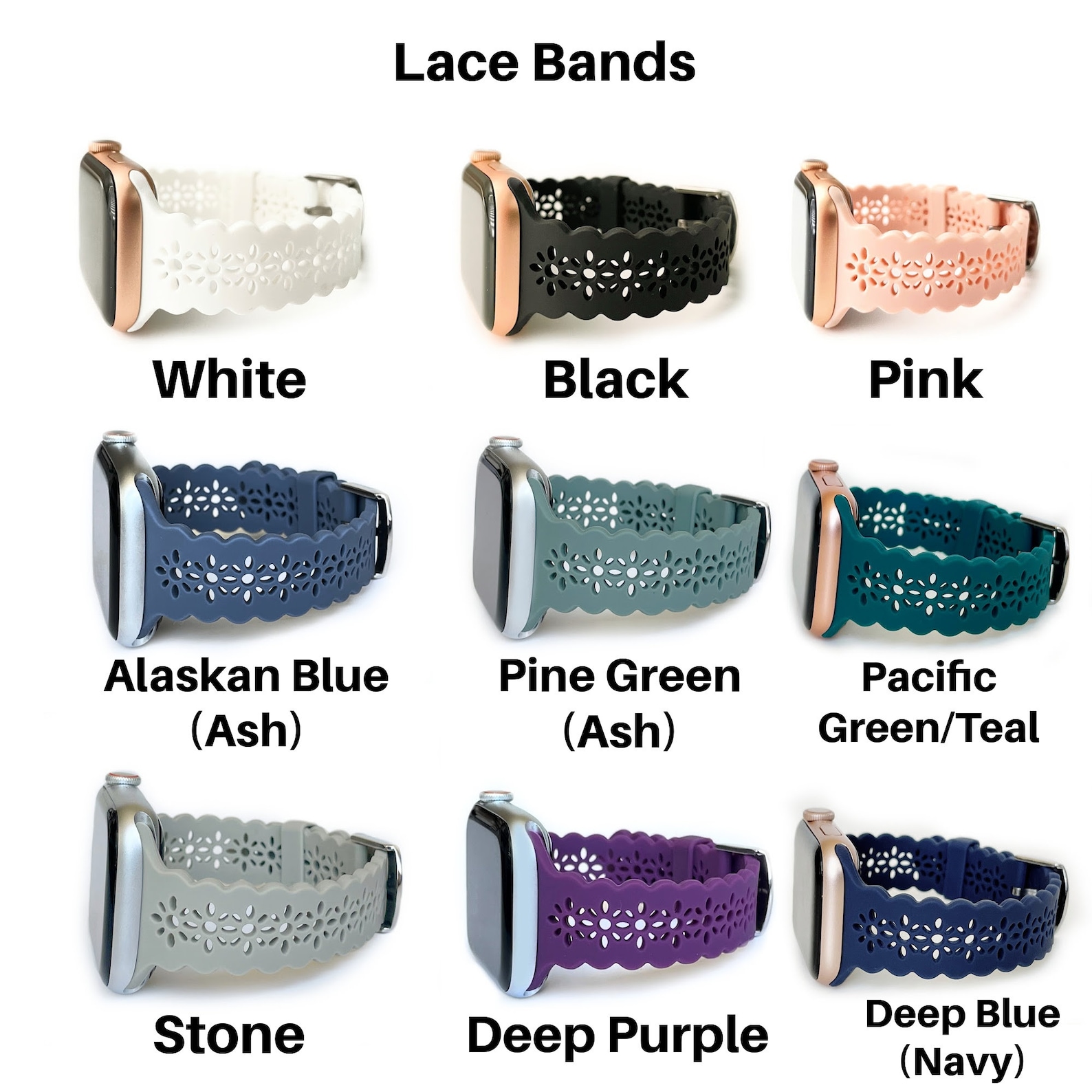Lace Silicone Apple Watch Band Laser Cut Womens Apple Watch - Etsy