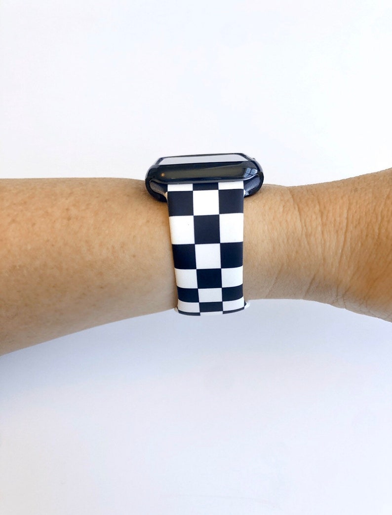 Black and White Checkered Print Apple Watch Band Mens and | Etsy