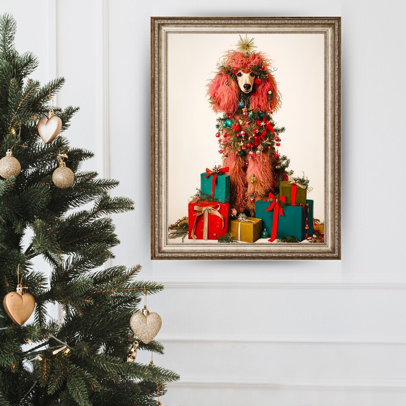 Elegant Holiday Poodle Art – Festive Christmas Dog Wall Decor With ...