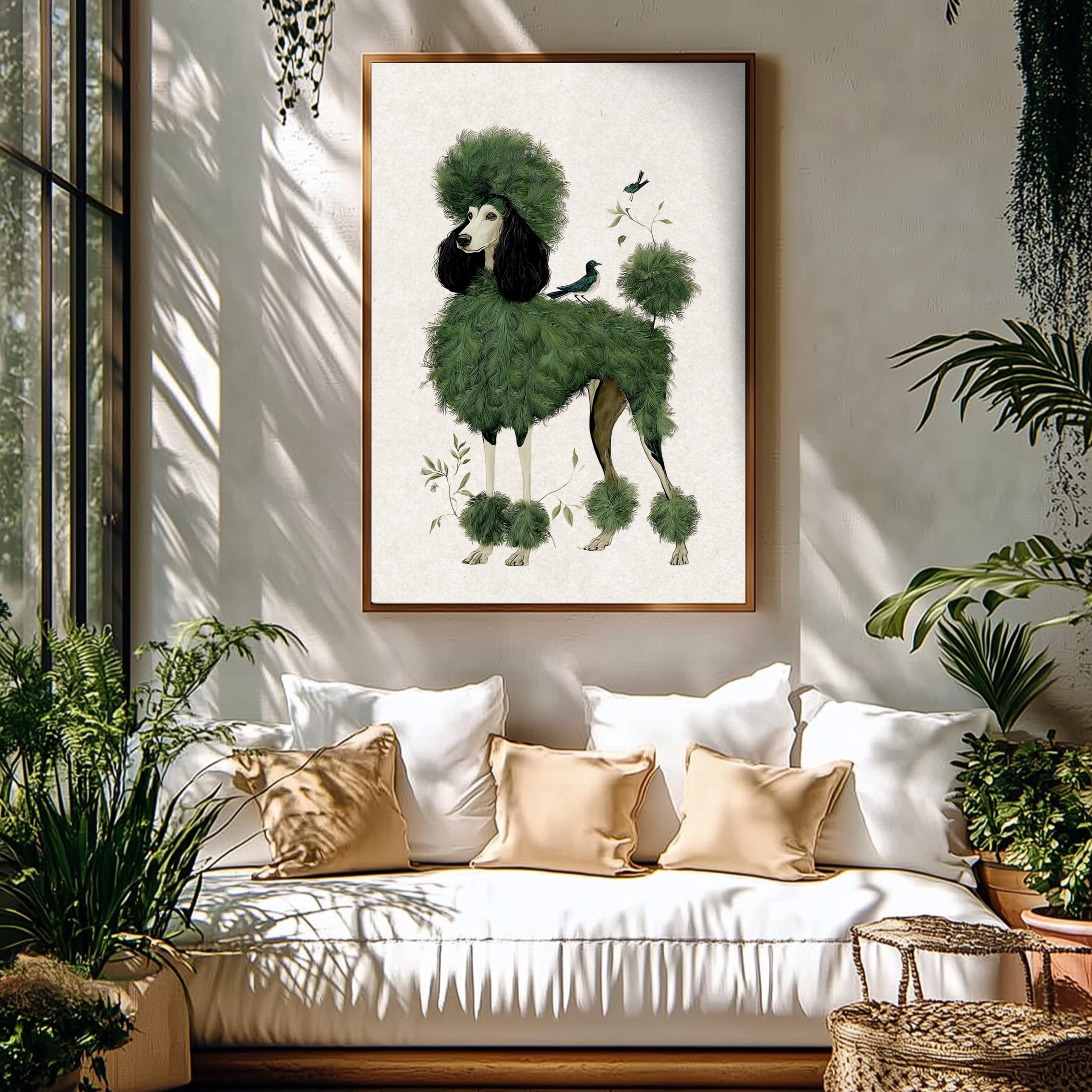 Green Poodle Wall Art Set of 2 | Elegant Spring Decor for Calm ...