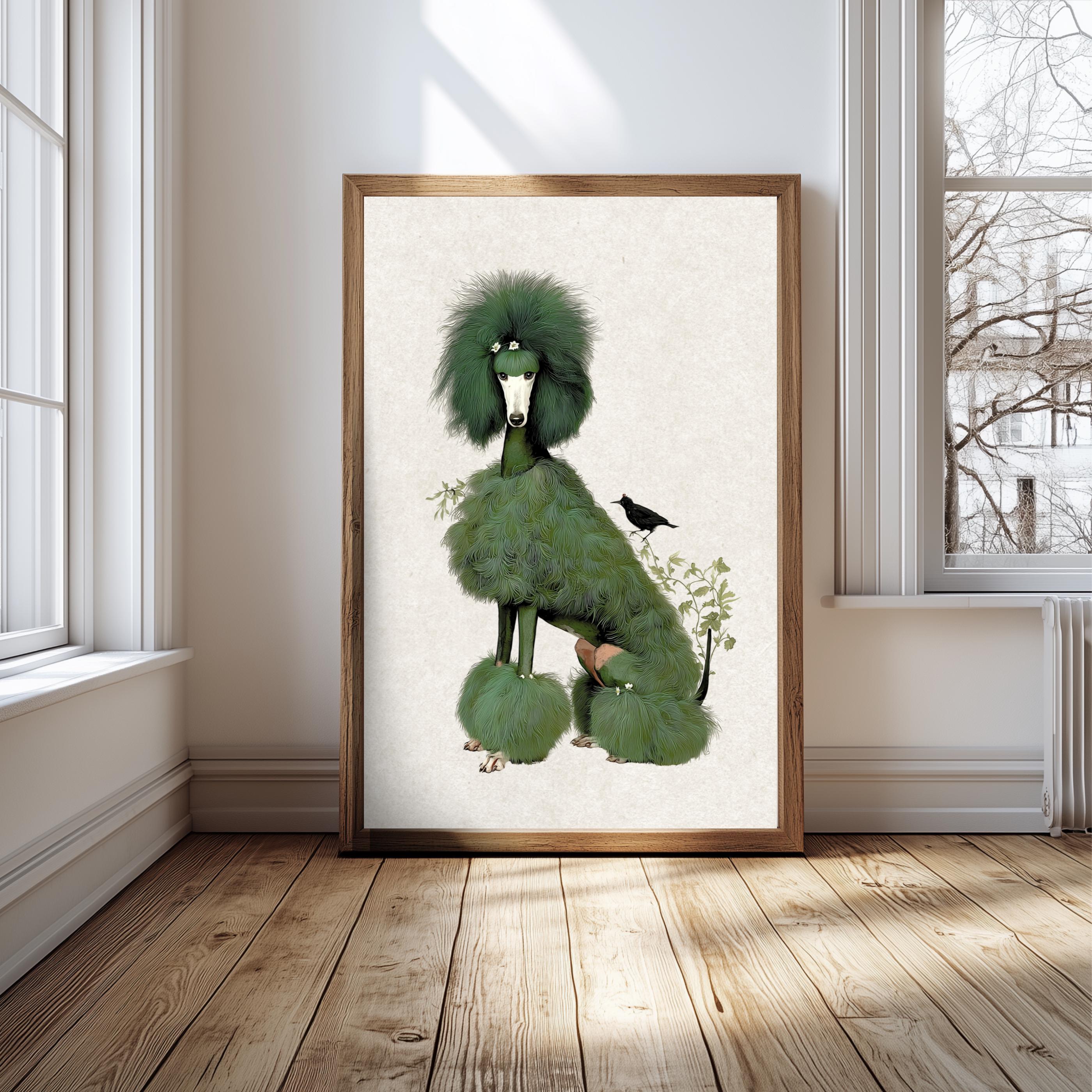 Green Poodle Wall Art Set of 2 | Elegant Spring Decor for Calm ...