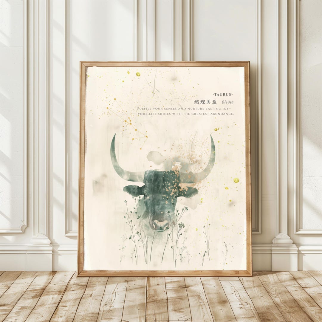 Taurus Wall Art, Gifted Zodiac, Personalized Name Print, Your Name in ...