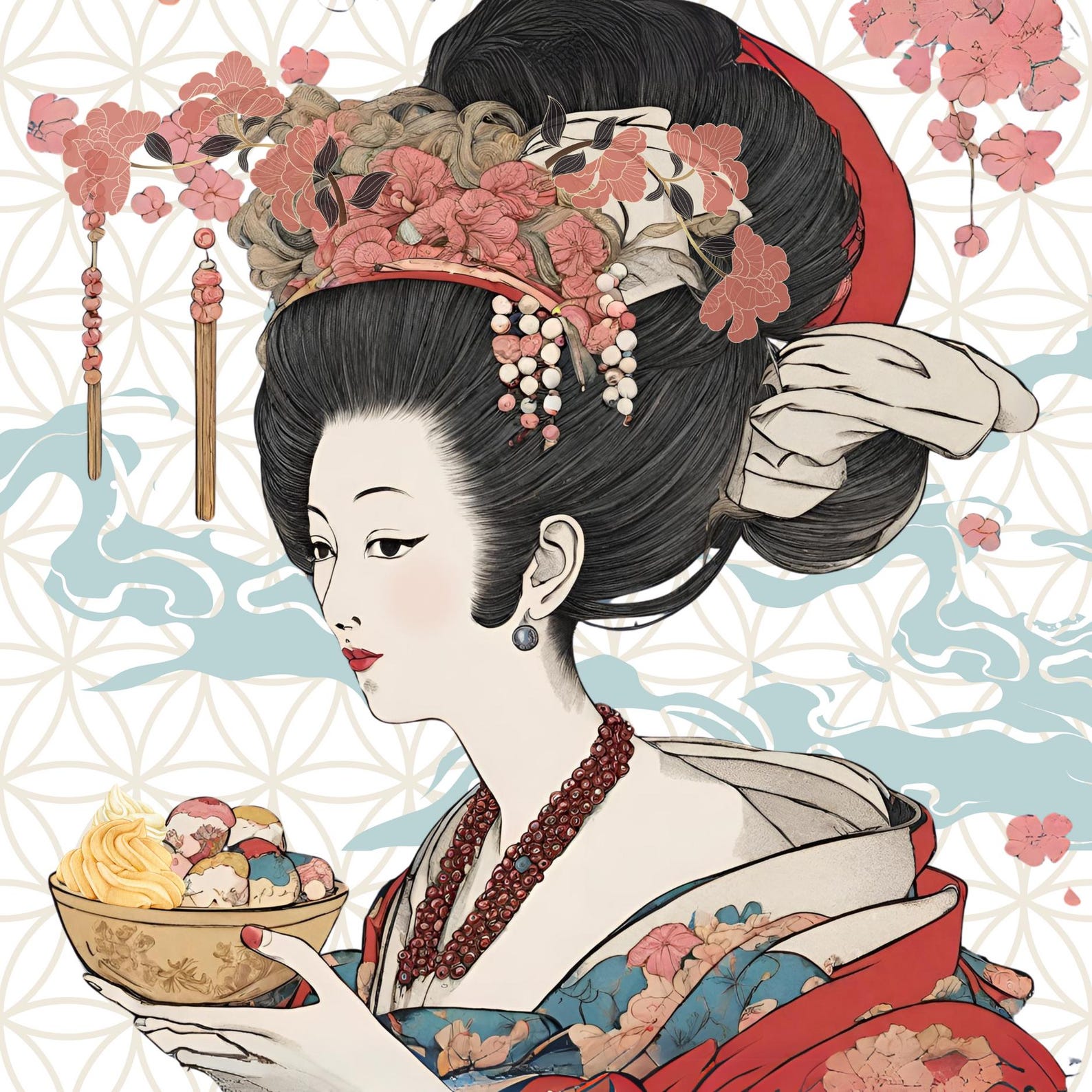 Geisha Wall Art Set – Japanese Art Prints ,funny Geisha , Modern Oiran ...