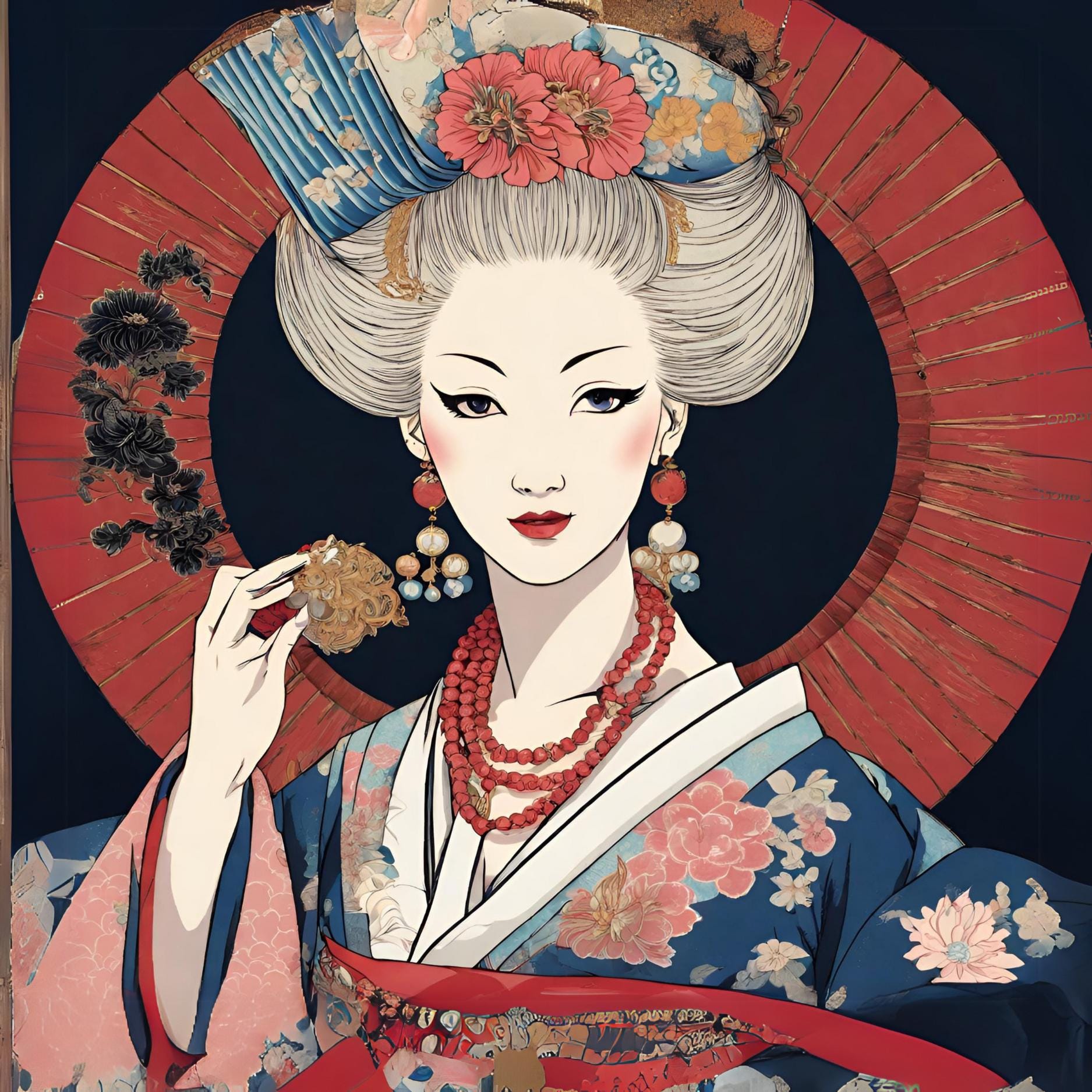Geisha Wall Art Set – Japanese Art Prints ,funny Geisha , Modern Oiran ...