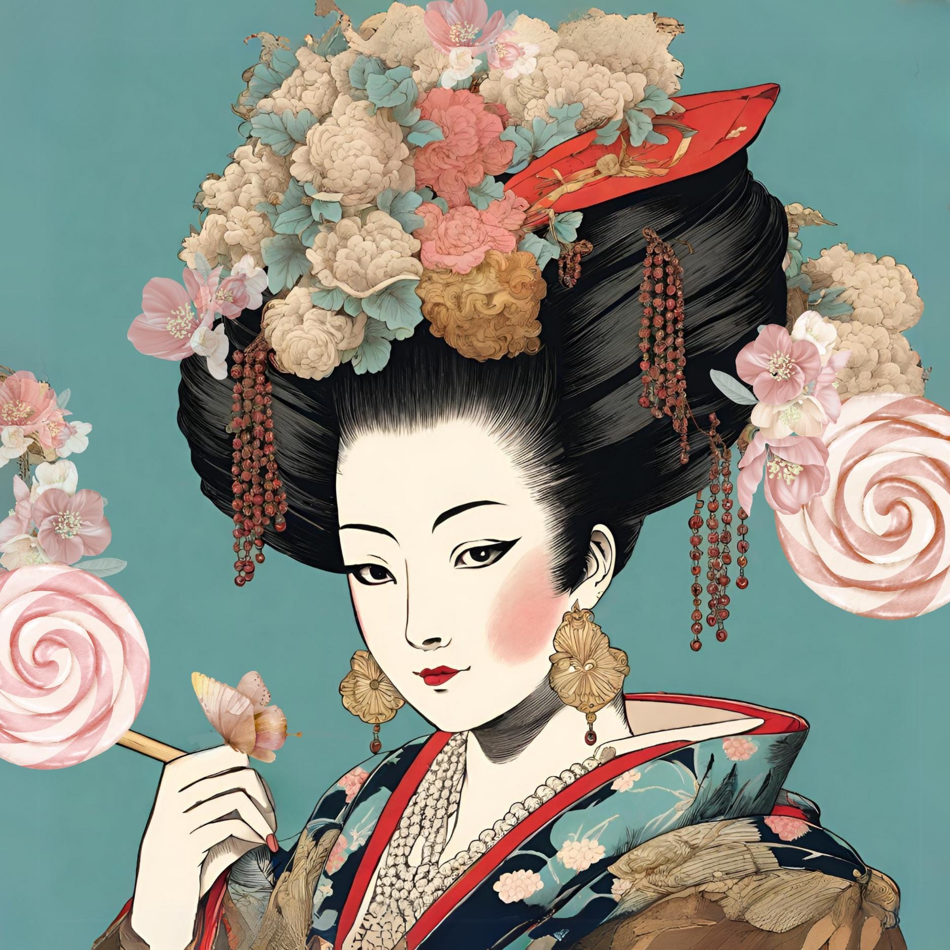 Geisha Wall Art Set – Japanese Art Prints ,funny Geisha , Modern Oiran ...