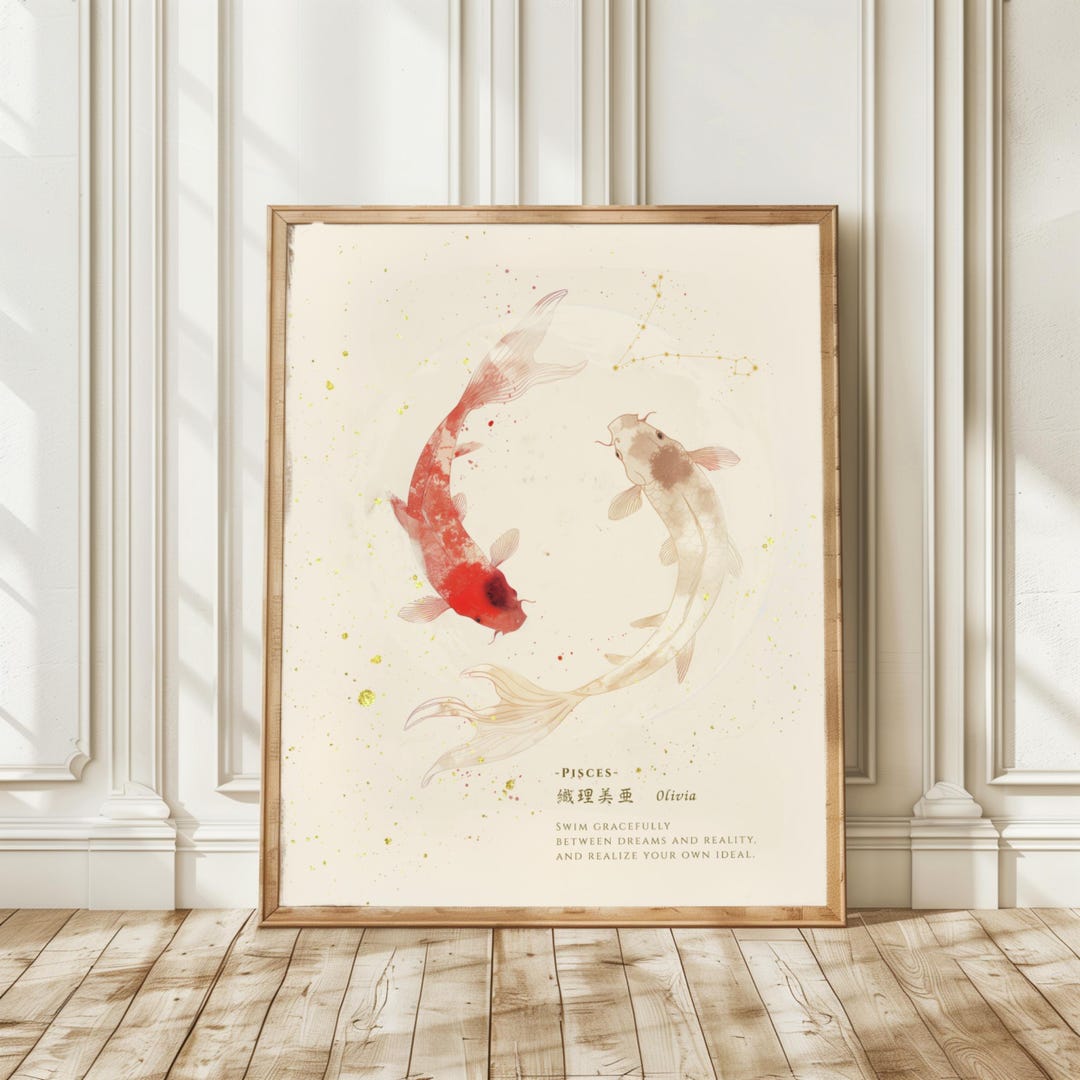 Pisces Wall Art, Gifted Zodiac, Personalized Name Print, Your Name in ...
