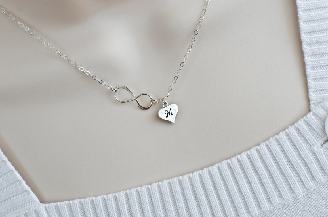 Infinity Initial Necklace, Personalized Infinity Necklace, Heart ...