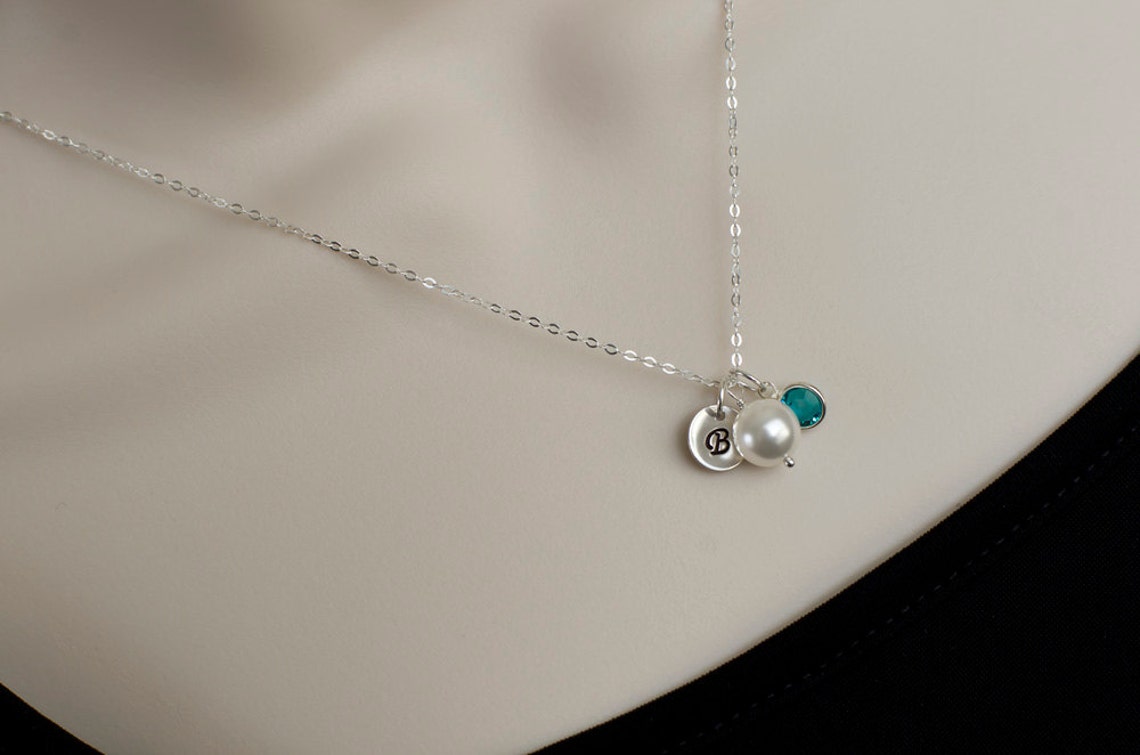 Personalized Birthstone Initial Necklace Birthstone Initial | Etsy