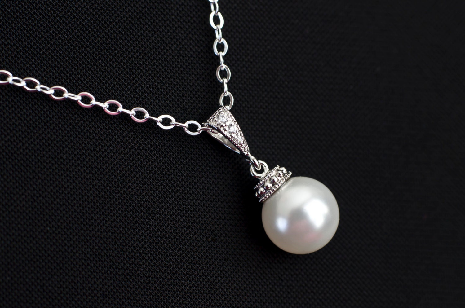 Bridal Necklace Bridal Pearl Necklacewhite Swarovski Round Etsy