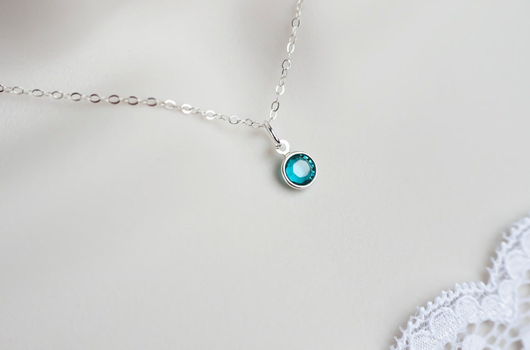 Birthstone Necklace, December Birthstone Necklace, Swarovski Birthstone ...