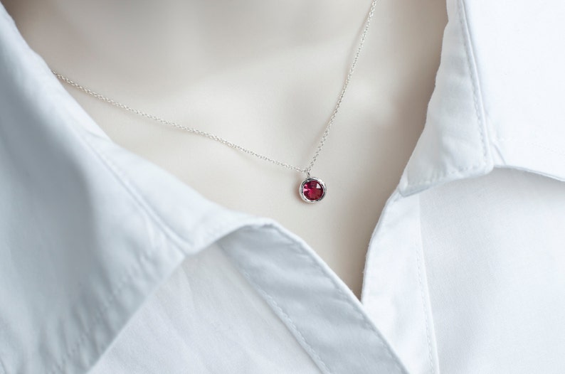 Red Ruby Necklace Red Ruby Round Glass Drop Bridesmaids - Etsy