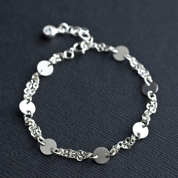 Silver Disc Bracelet - Etsy