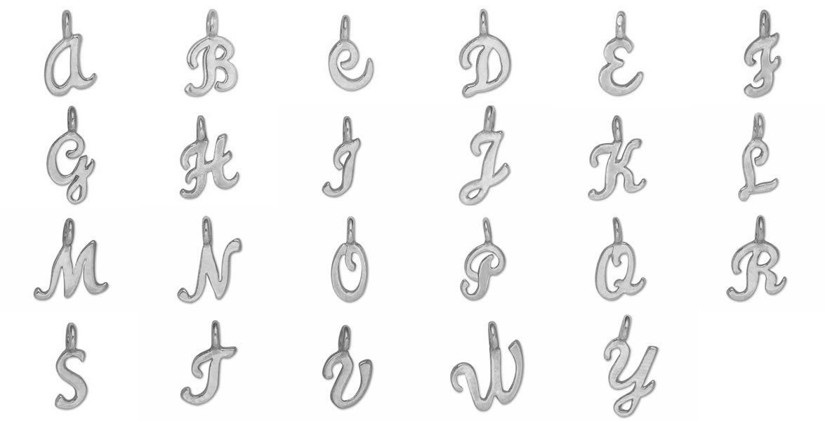 Initial Necklace Sterling Silver Initial Necklace Script | Etsy