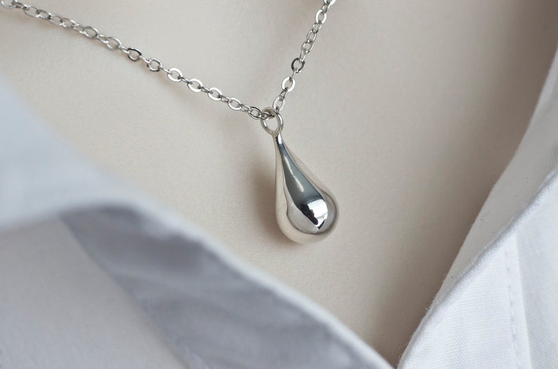 Teardrop Necklace Sterling Silver Teardrop Necklace Modern - Etsy