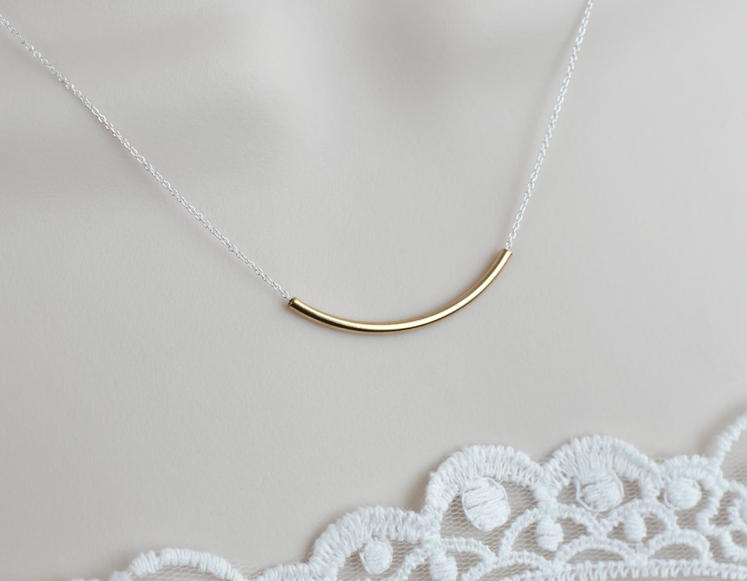 Gold Filled Tube Necklace on Sterling Silver Chain, Everyday Wear ...