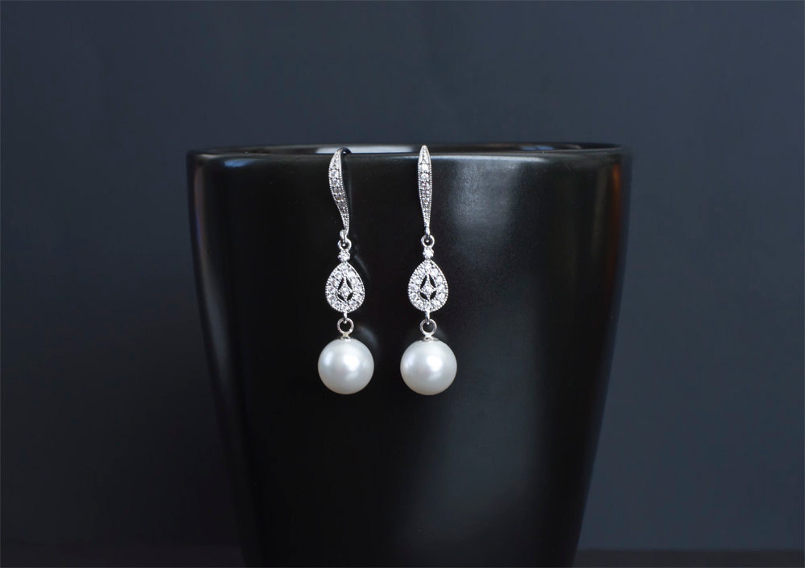 Bridal Earrings, Bridal Pearl Earrings, Dangle Pearl Earrings, Pearl ...