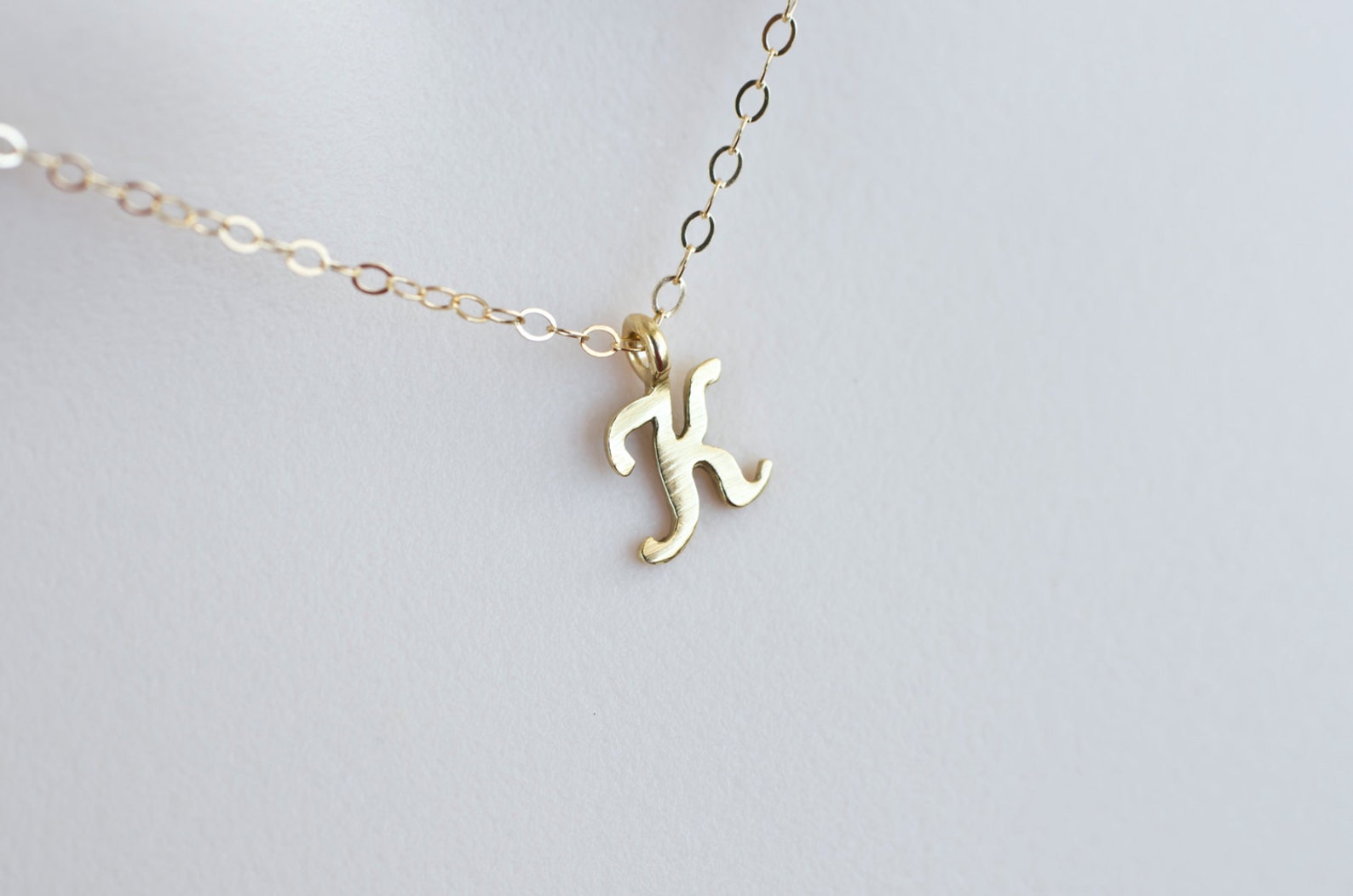 Initial Necklace Gold Filled Initial Necklace Script Initial - Etsy