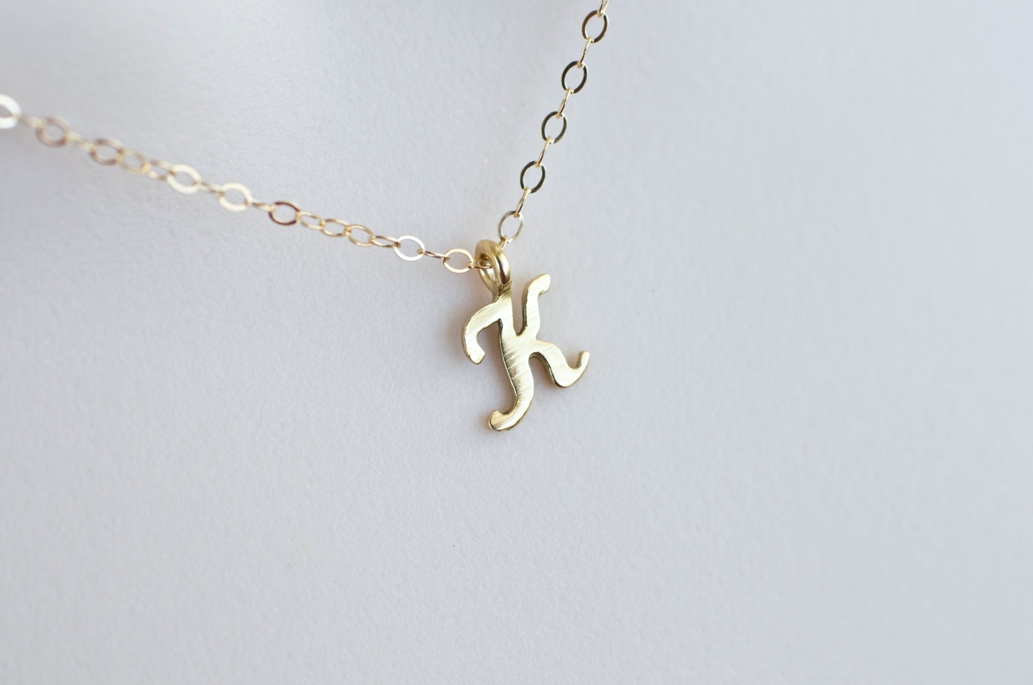 Initial Necklace Gold Filled Initial Necklace Script Initial | Etsy
