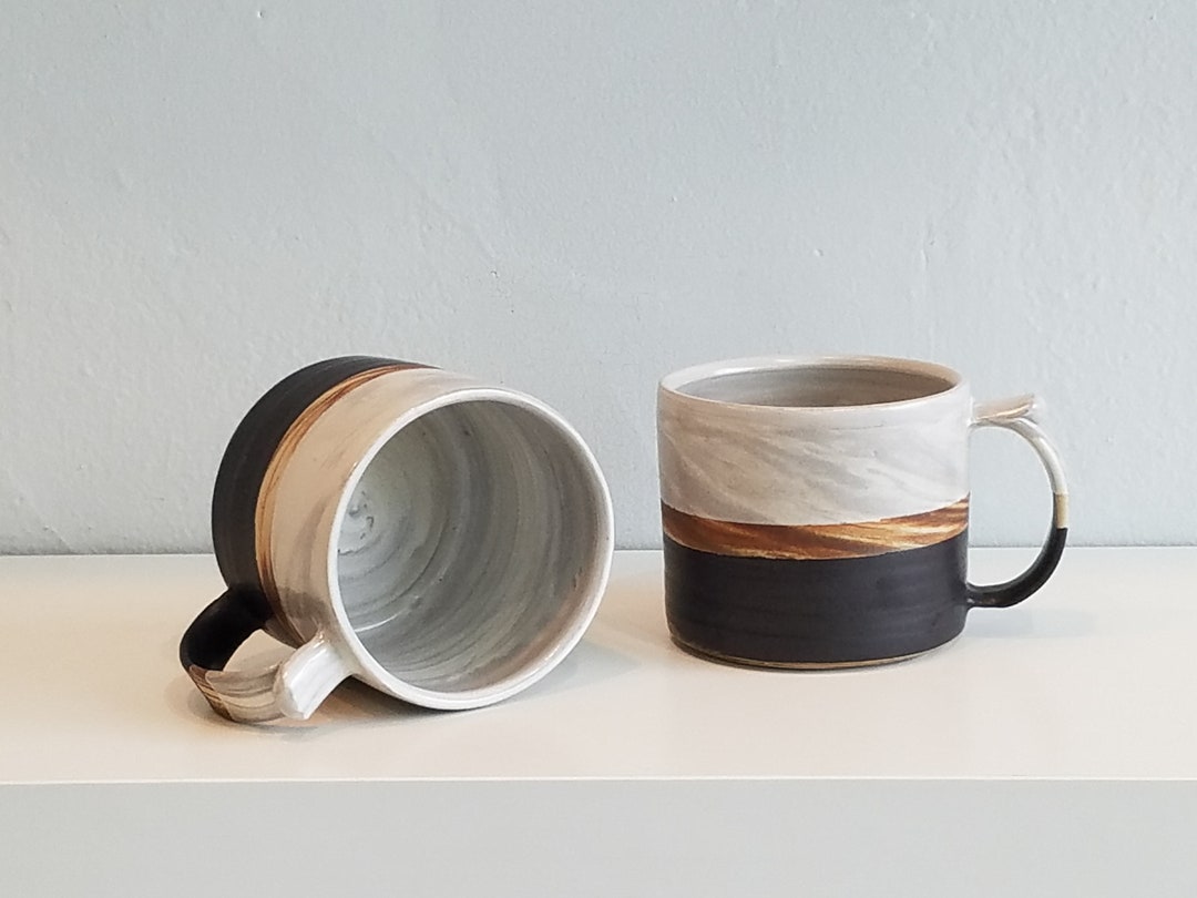 Marble Mug With White Glaze Interior and Matte Black Exterior - Etsy