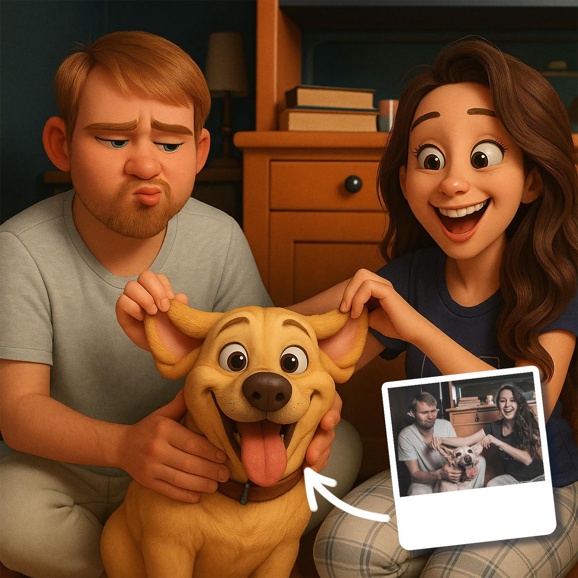 Custom Pixar Style Pet Portrait, Family Portrait, Grandparents, Kids ...