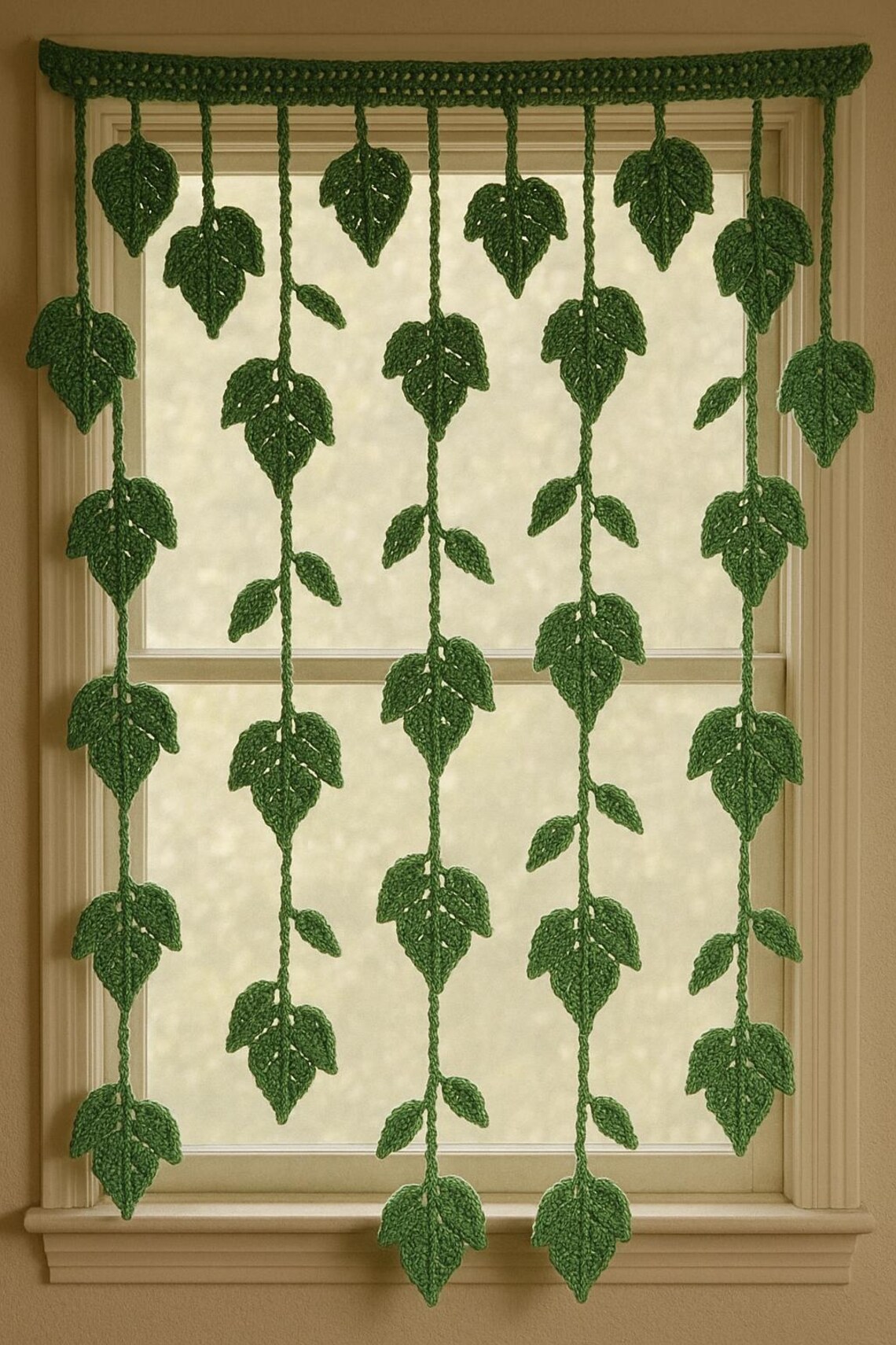 Boho Crochet Leaf & Flower Curtain Pattern | PDF Wall Hanging Decor ...