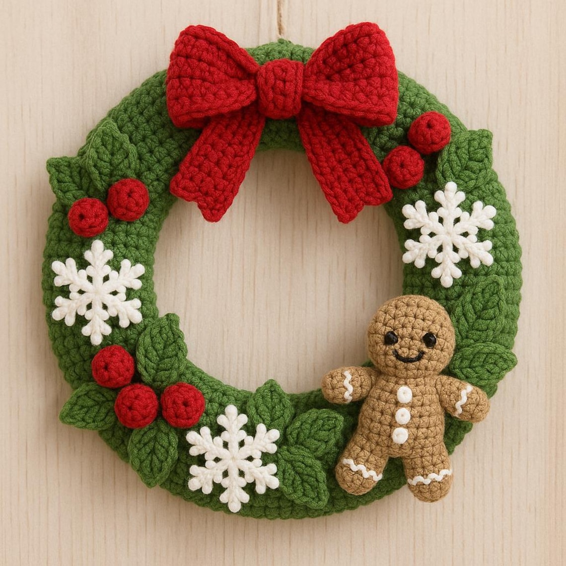 Crochet Christmas Wreath Pattern | PDF Holiday Decor Tutorial With ...