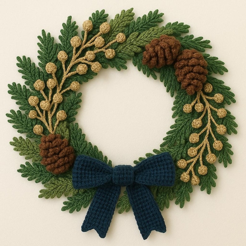 Crochet Christmas Wreath Pattern PDF | Holiday Decor Tutorial | Step-by ...