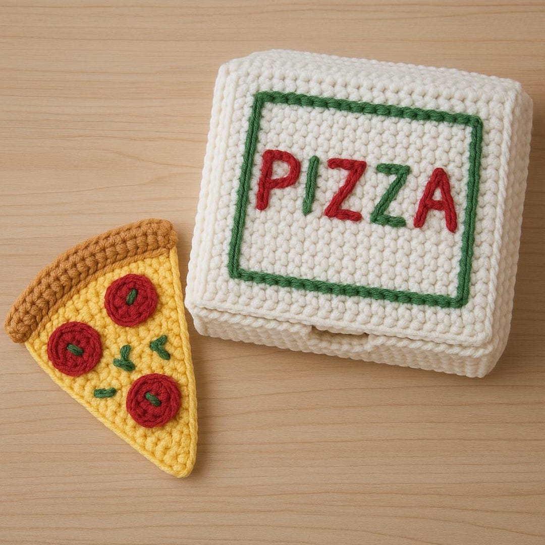 Crochet Pizza Coaster & Box Pattern – Fun Foodie Decor PDF - Digital ...