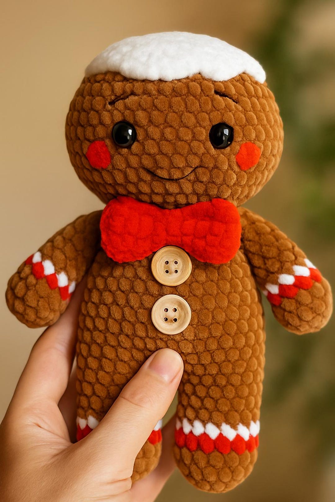 Velvet Gingerbread Man Crochet Pattern | Amigurumi Holiday Toy (PDF ...