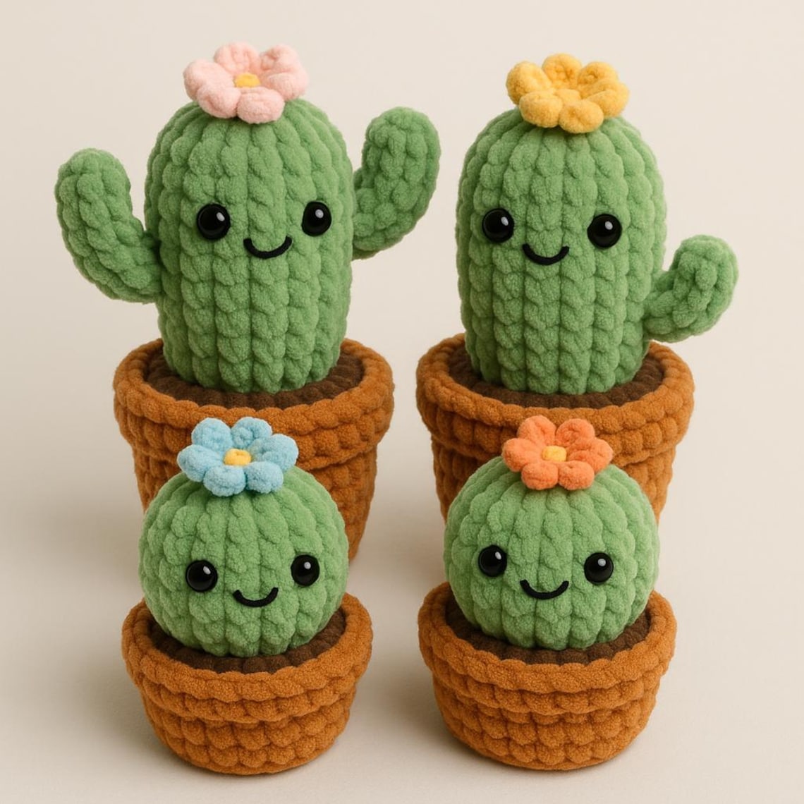 Crochet Cactus Pattern Set – Kawaii Plushies in Colourful Pots (PDF ...