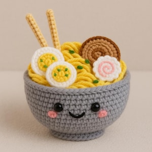 Crochet Ramen Bowl Pattern • Kawaii Noodle Plush PDF • Amigurumi Ramen ...